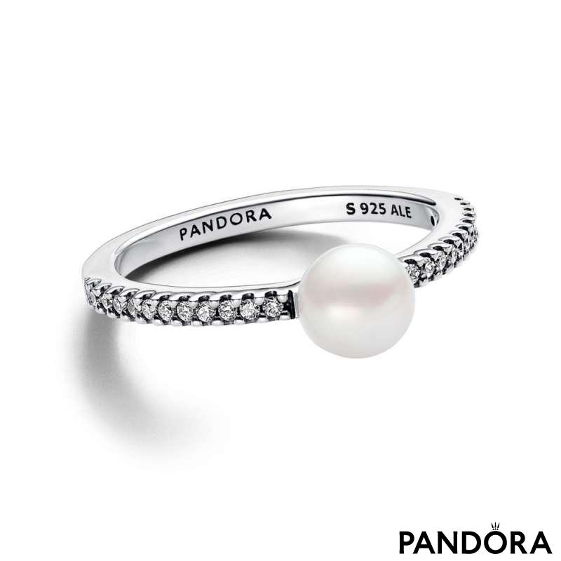 Inel cu o perlă tratată cultivată în apă dulce și pavé | Site-ul ...