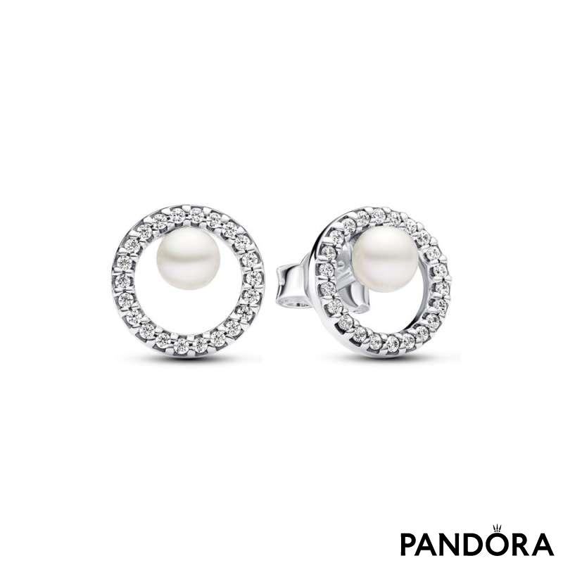 Cercei cu tijă, împodobite cu perle tratate cultivate în apă dulce și ...